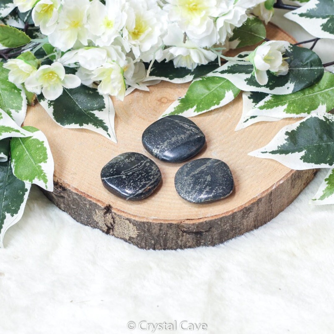 Pyrite Shale Pocket Palm Stone Hand Stone Cabochon Natural Polished ...