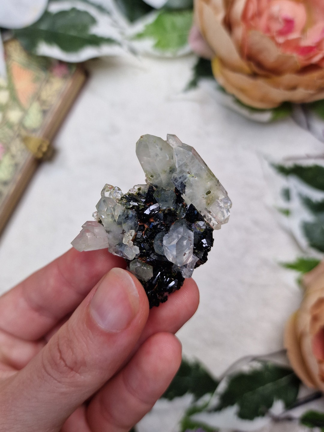 Forest Epidote Cluster Turkey / Adjustable Display Stand Geode Gemstone ...