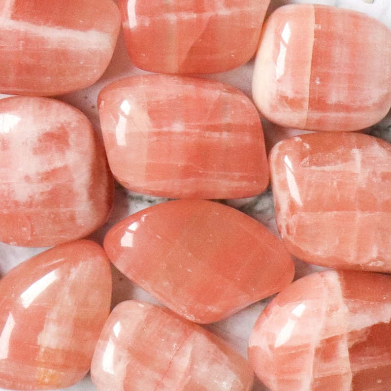 Peach Calcite Crystal Tumbled Stone Polished Stone - Etsy