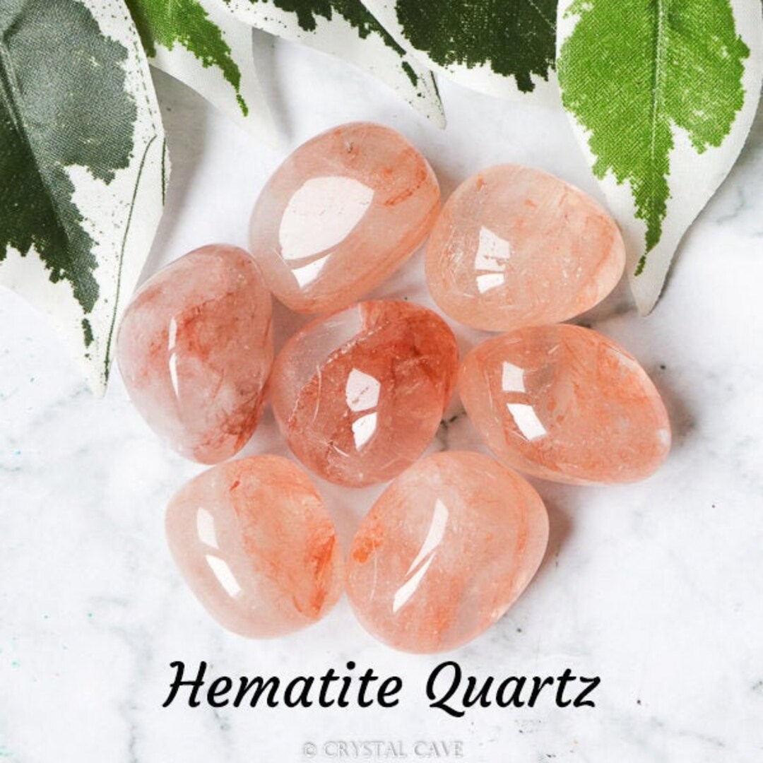 Hematite Quartz Crystal - Tumbled Stone Polished Gemstone / Self-love ...