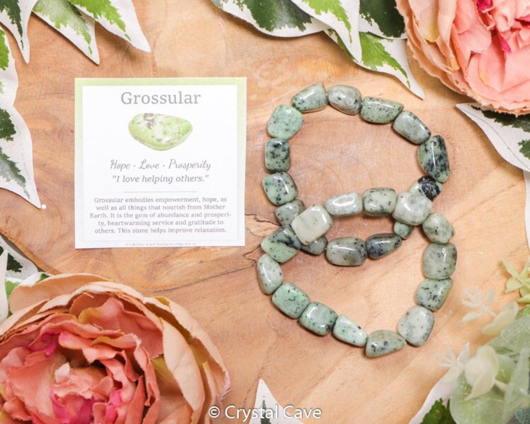Grossular Tumbled Stone Bracelet / Barock Round Smooth Beads Genuine ...