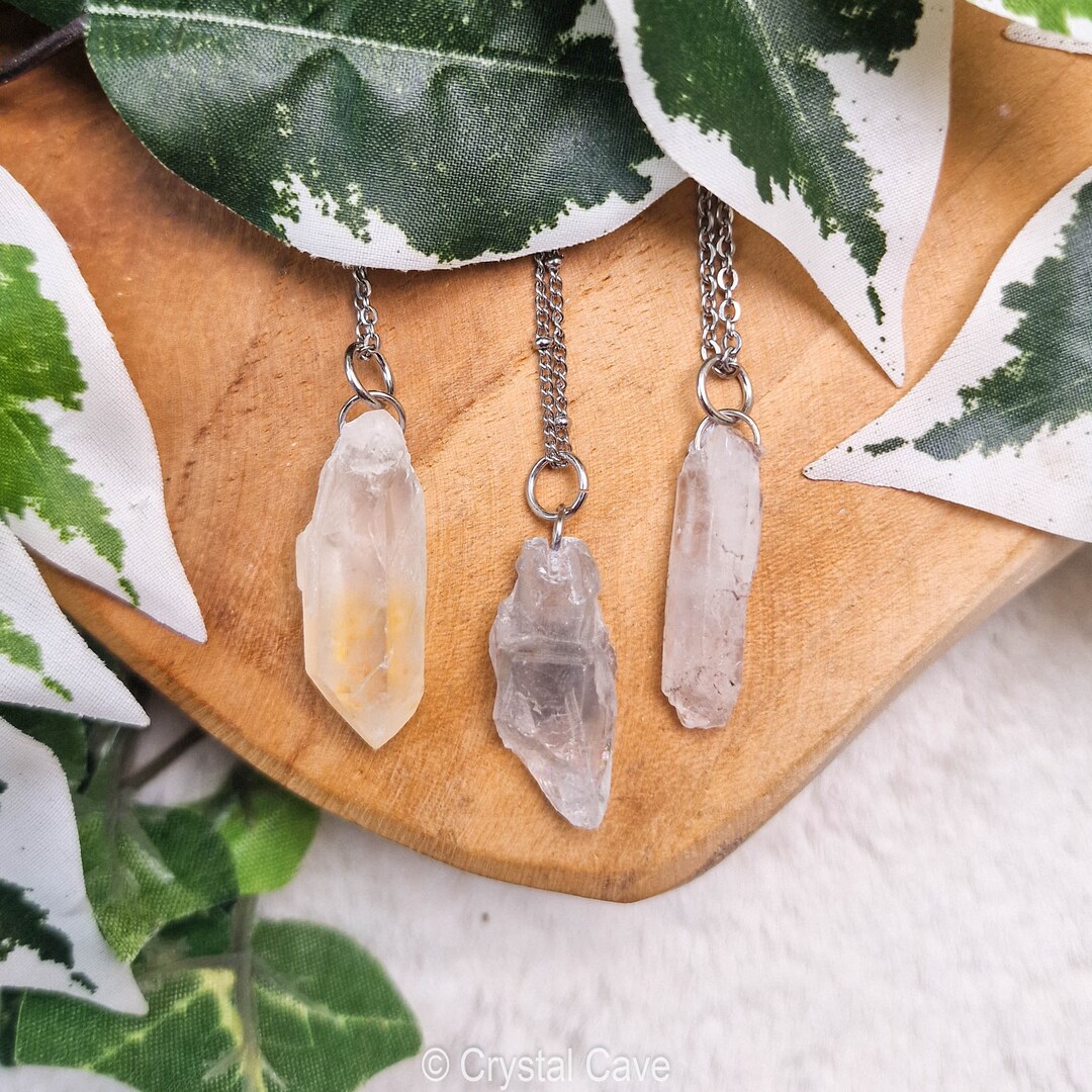 Nirvana Quartz Pendant Necklace - Silver Plated Eye Ring Raw Stone ...