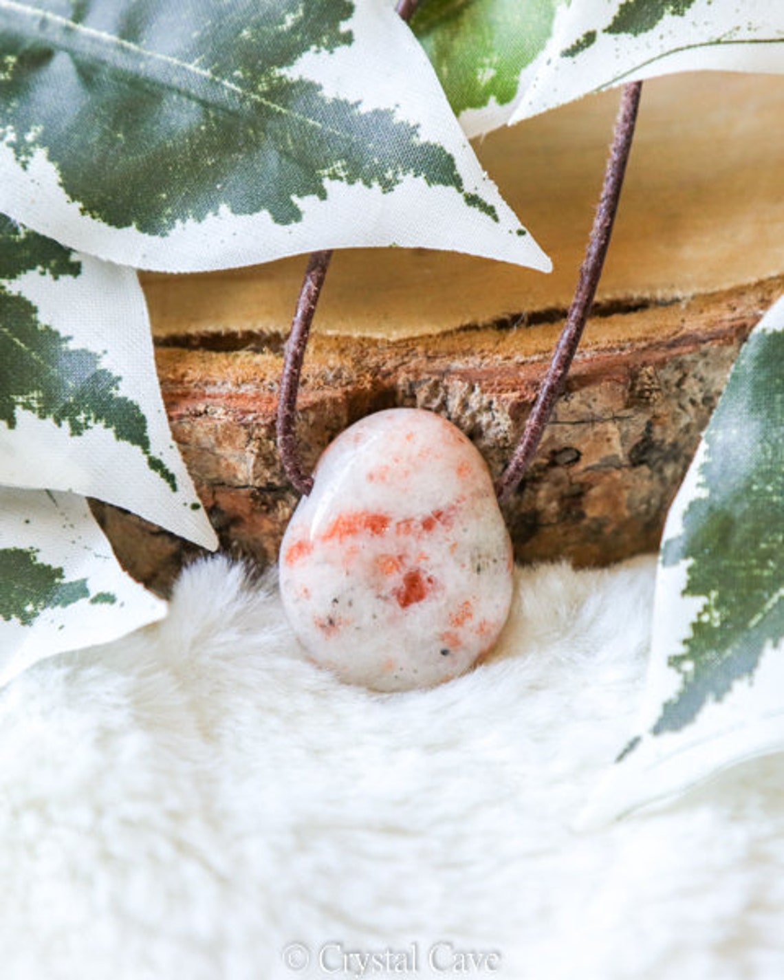 Sunstone Necklace Pendant / Drilled Stone Polished Crystal Jewelry Oval ...
