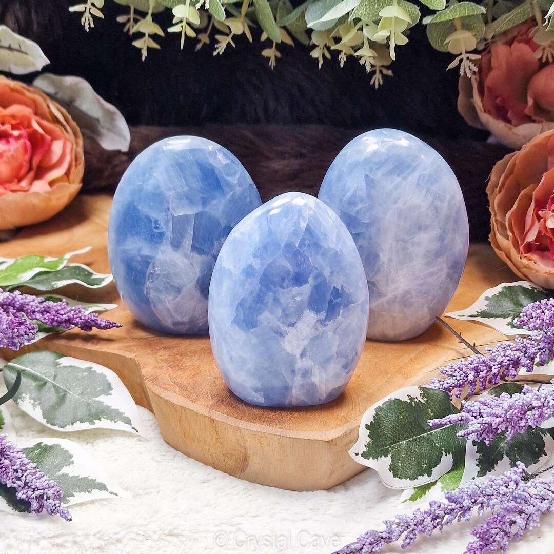 Blue Calcite Sculpture / Polished Free Form Natural Rock Decoration ...
