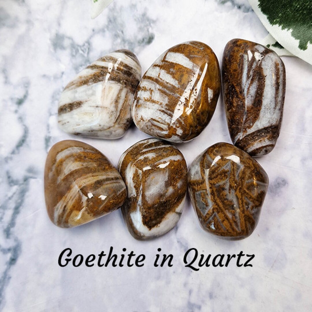 Goethite in Quartz Crystal - Tumbled Stone Polished Gemstone / Loss ...