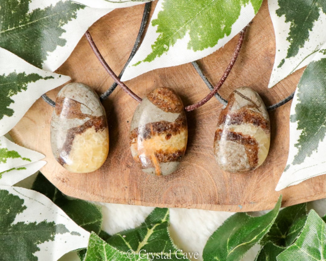 Septarian Polished Necklace Pendant - Drilled Stone Jewelery - Teardrop ...