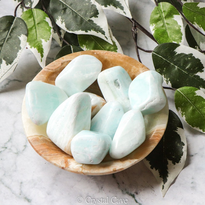 Caribbean Blue Calcite Crystal - Tumbled Stone - Polished Stone ...