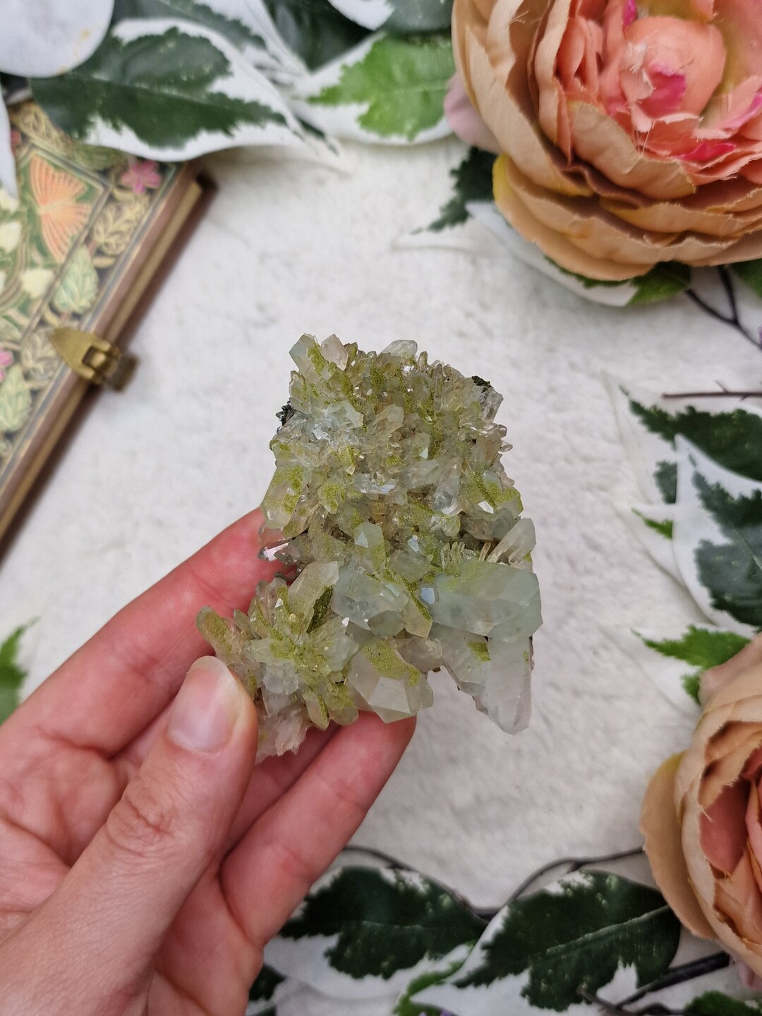 Forest Epidote Cluster Turkey / Adjustable Display Stand Geode Gemstone ...