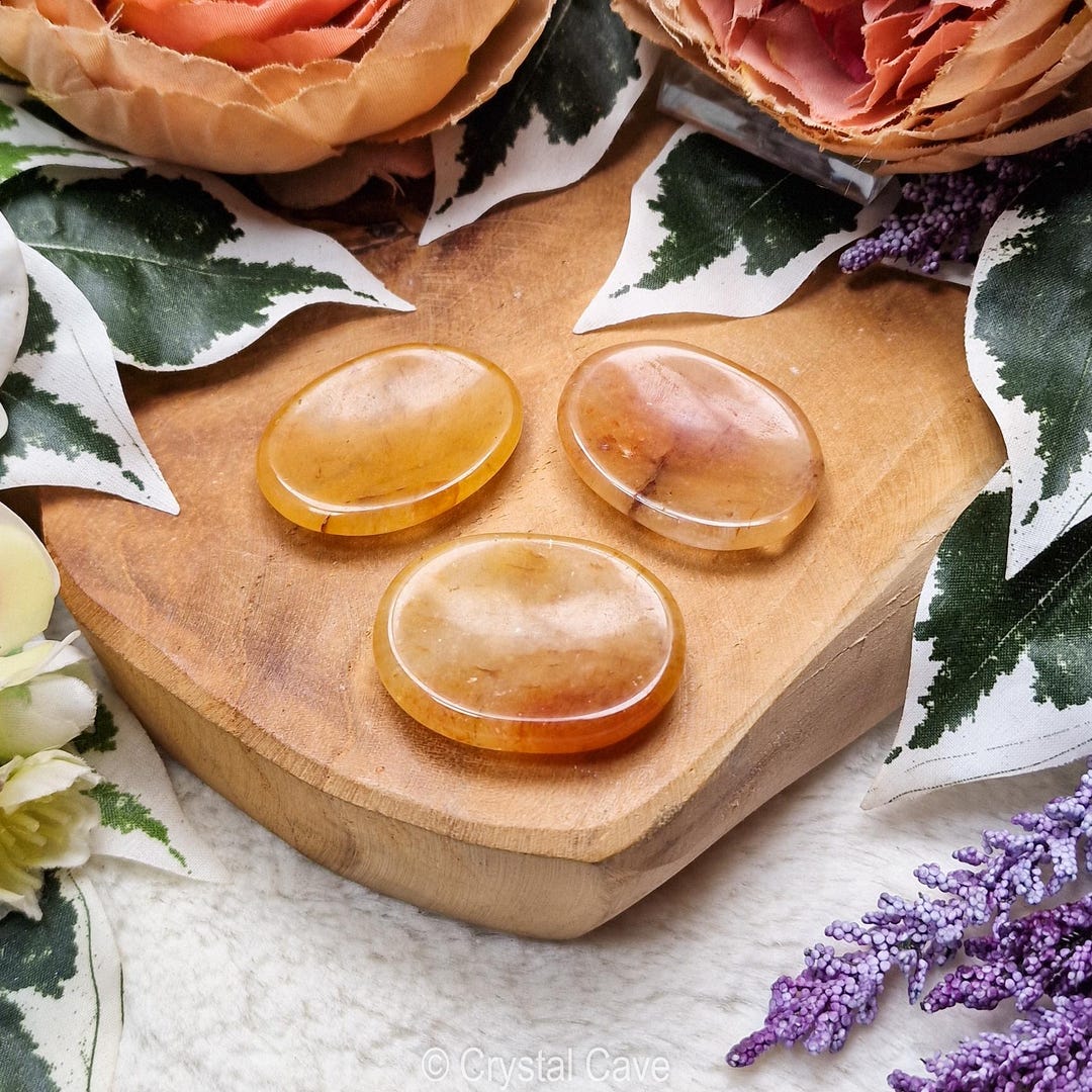 Golden Healer Worry Stone - Rock Crystal Smooth Pebble Gemstone ...