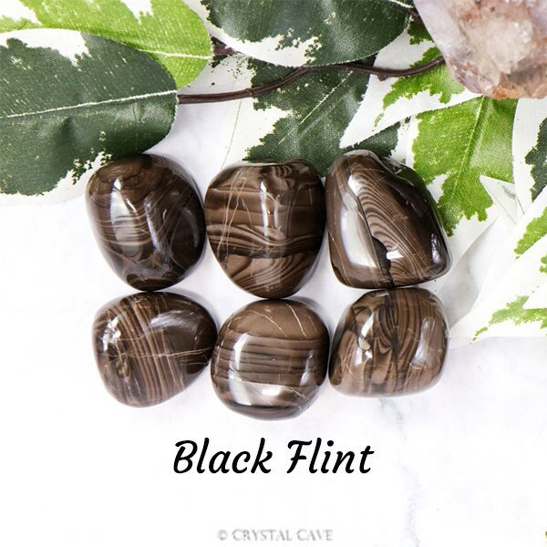 Black Flint Fire Stone Crystal - Tumbled Stone - Polished Stone ...