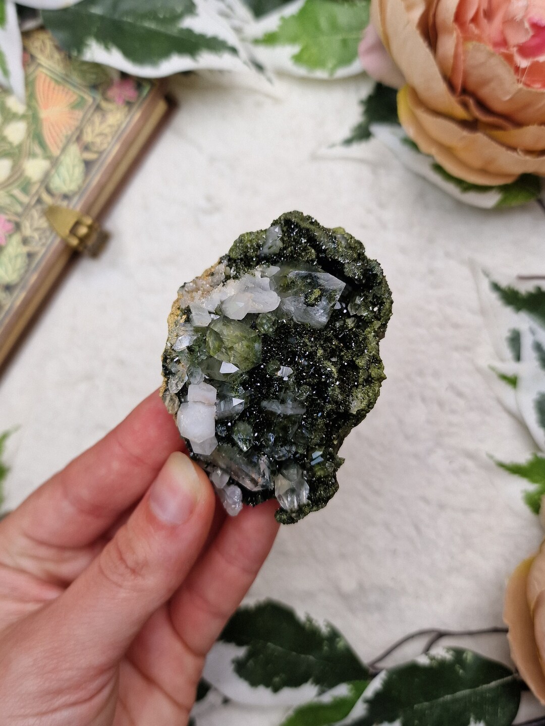 Forest Epidote Cluster Turkey / Adjustable Display Stand Geode Gemstone ...