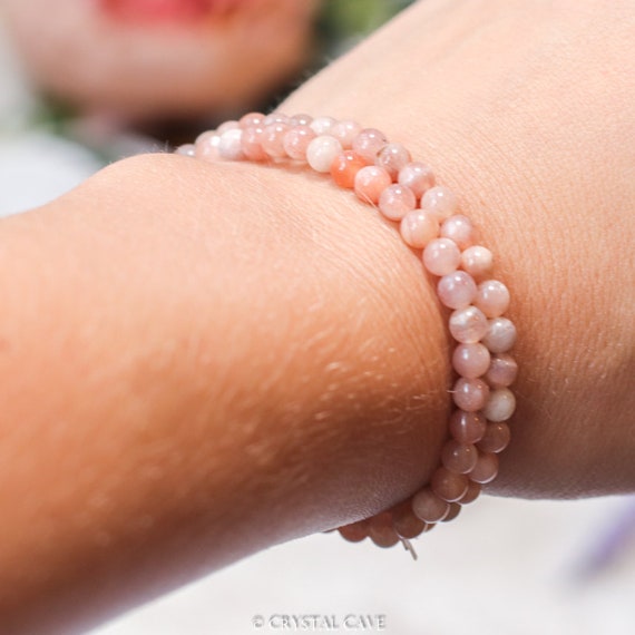 Pink Moonstone Bracelet Round Beads 4mm High Grade Quality Genuine Natural Gemstone Stone Beaded Jewelry Men Women Crystal Bead Gem Rock Etsy
