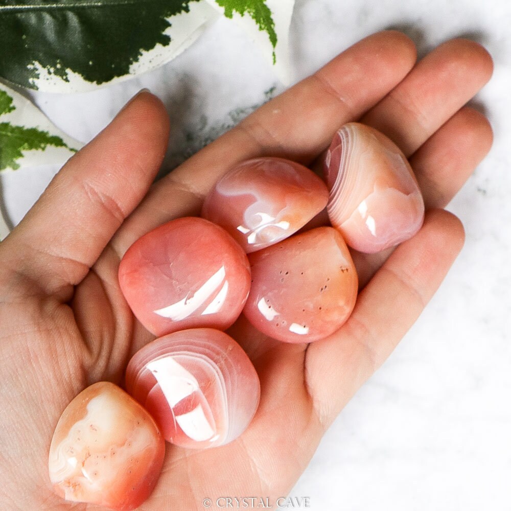 Pink Apricot Agate Crystal Tumbled Stone Polished Stone - Etsy
