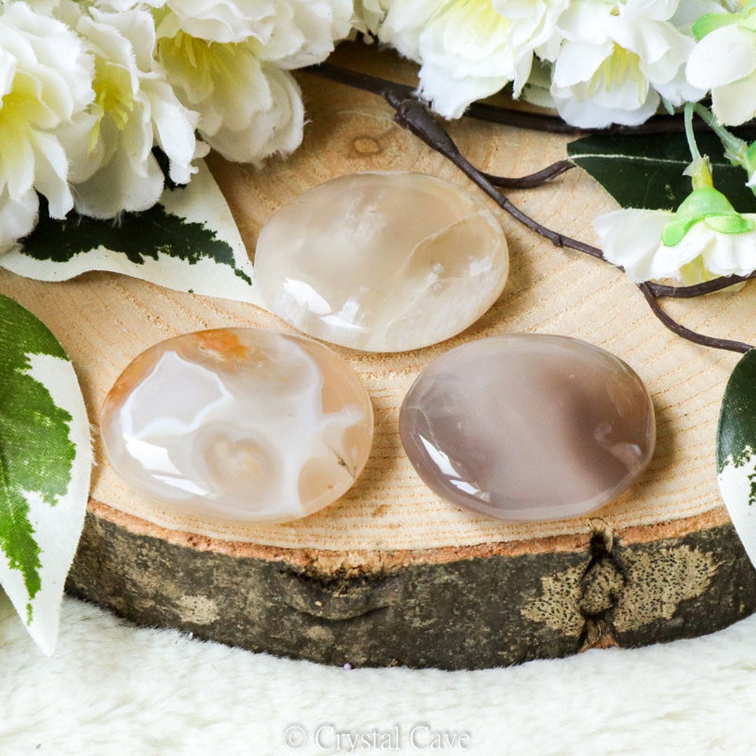 Lavender Chalcedony Pocket Stone - Palm Stone - Hand Cabochon Natural ...