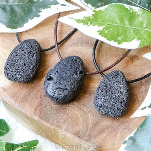 Lava Stone Basalt Necklace Pendant - Drilled Stone Jewelery - Oval ...