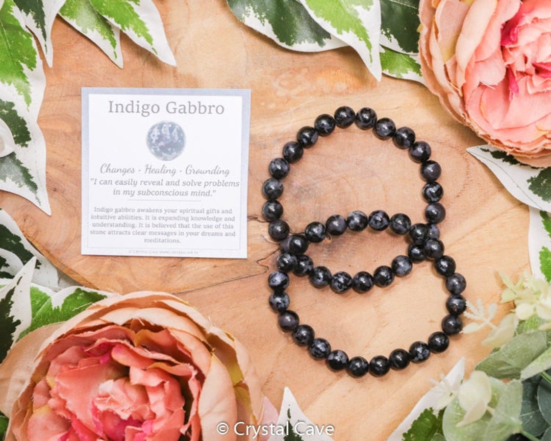 Indigo Gabbro Bracelet / Round Beads 8mm High Grade Quality Genuine ...