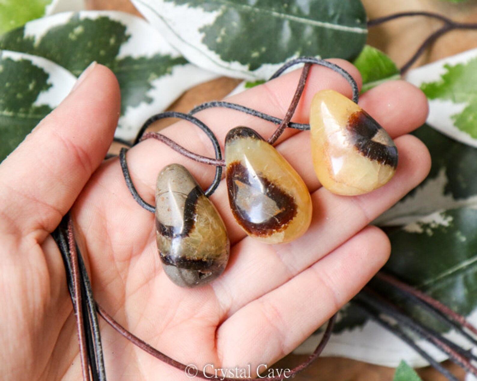 Septarian Polished Necklace Pendant - Drilled Stone Jewelery - Teardrop ...