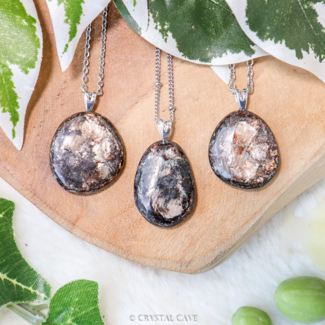 Biotite Pendant Necklace 925 Sterling Silver / Jewelry Gift Box Crystal ...