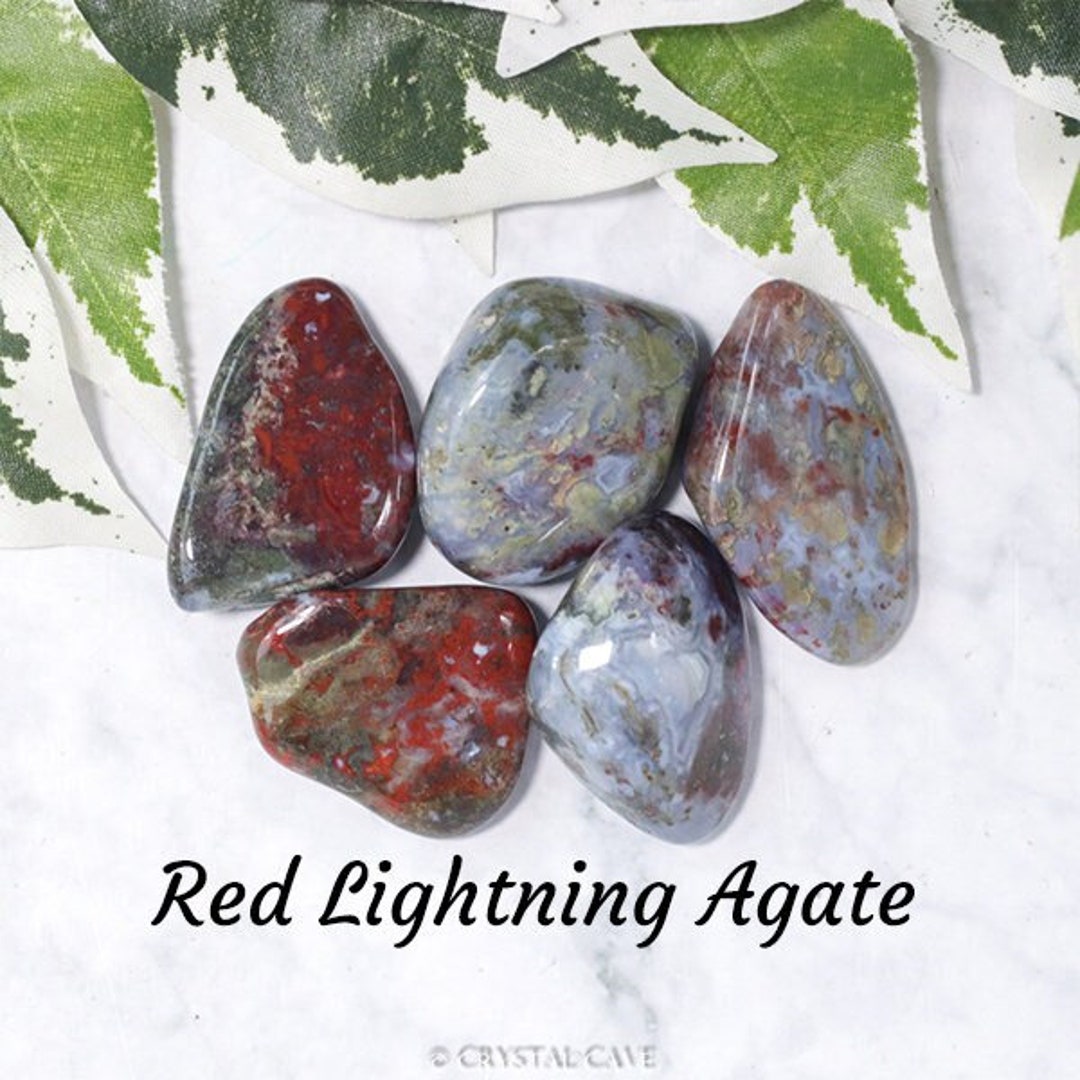 Red Lightning Agate Crystal Tumbled Stone Polished Gemstone / Energy ...