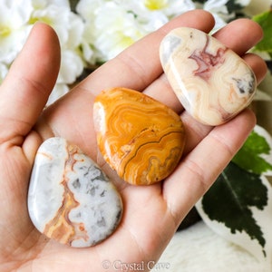 Crazy Lace Agate Pocket Stone - Palm Stone - Hand Stone Cabochon ...