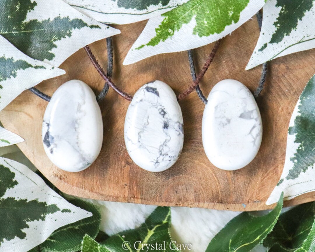 Howlite Polished Necklace Pendant - Drilled Stone Jewelery - Minimalist ...