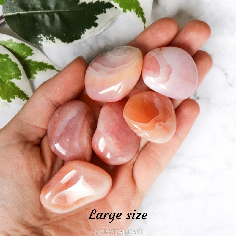 Pink Apricot Agate Crystal Tumbled Stone Polished Stone | Etsy