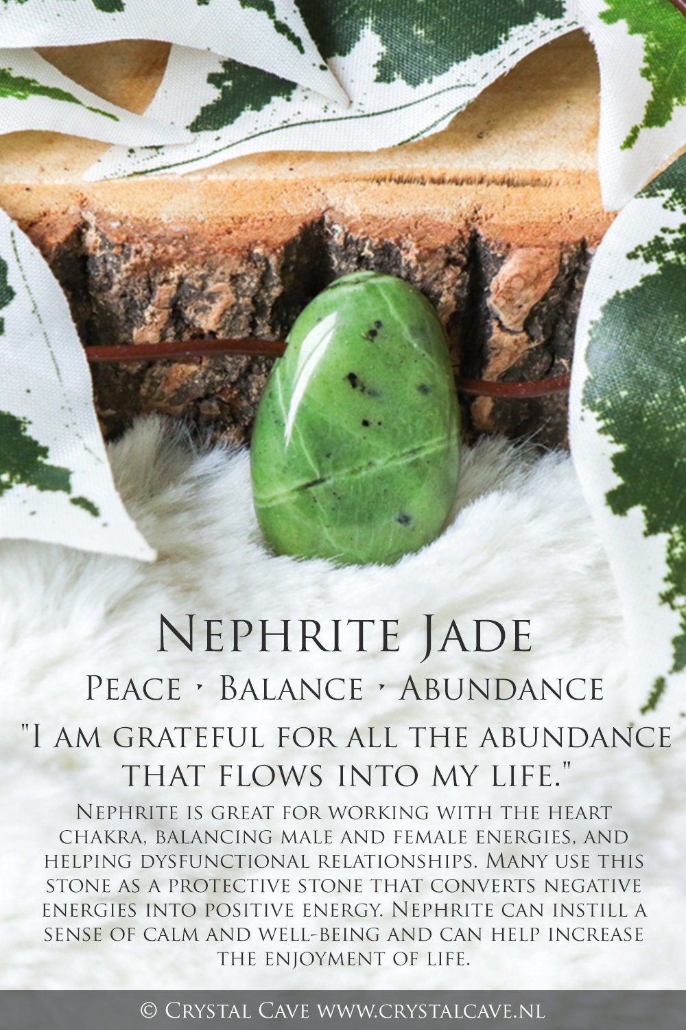 Nephrite Jade Necklace Pendant / Drilled Stone Polished Crystal Smooth ...