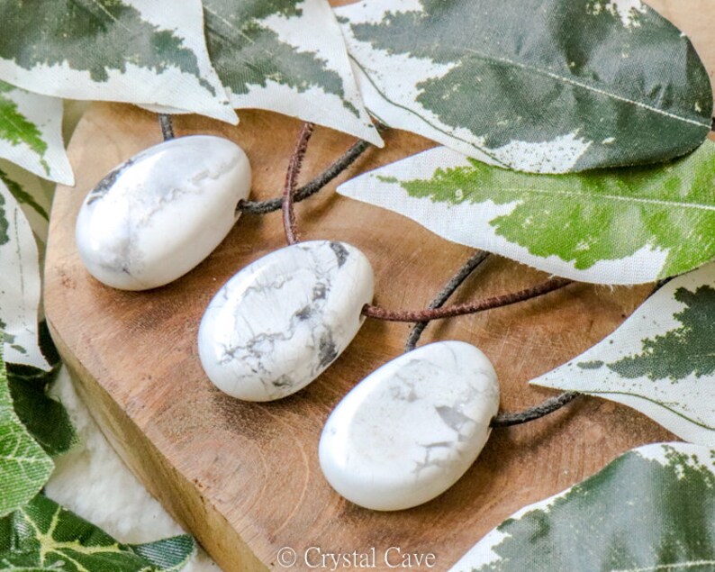 Howlite Polished Necklace Pendant - Drilled Stone Jewelery - Minimalist ...