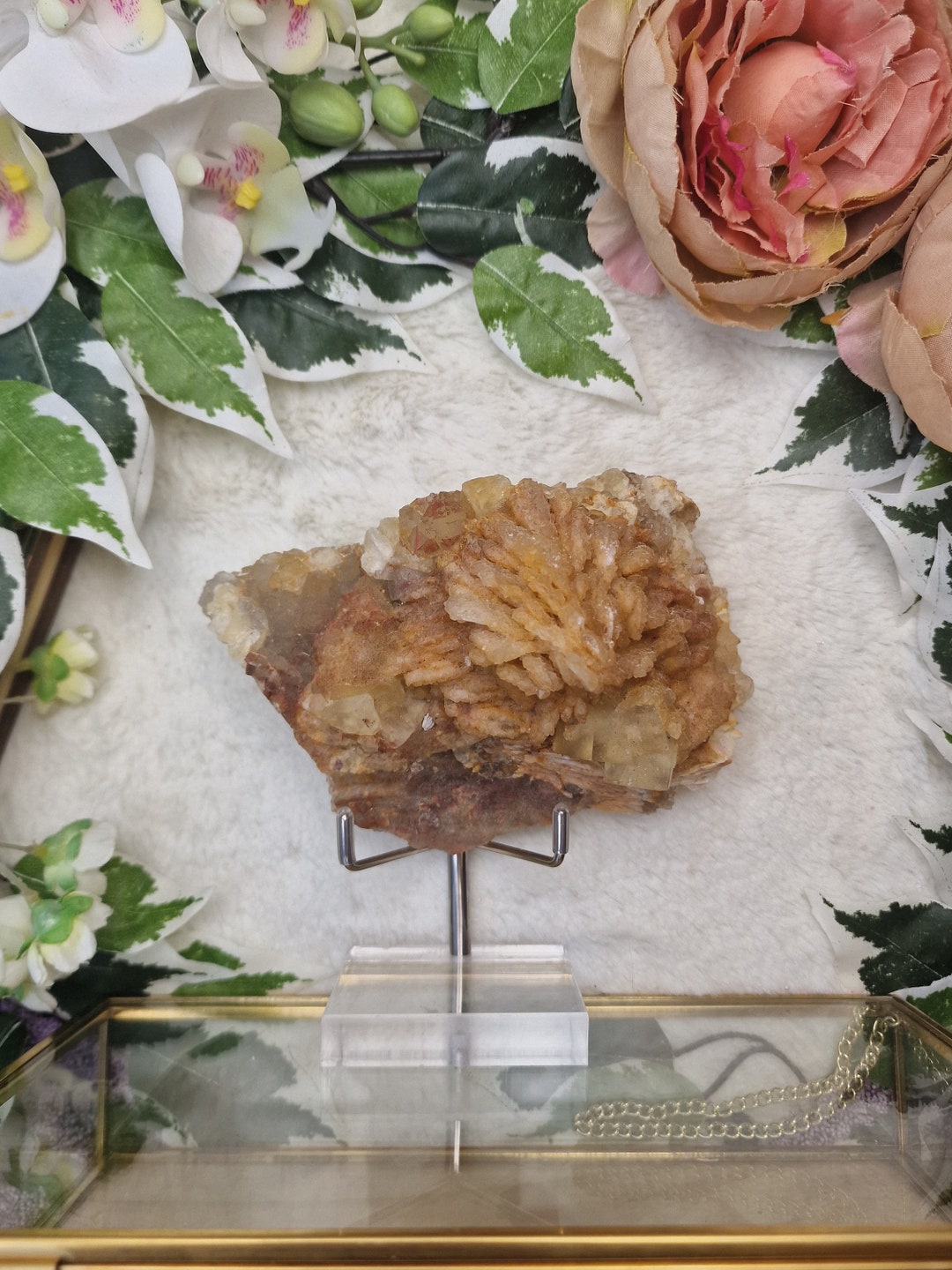 Yellow Calcite Barite Cluster / Display Standard Geode Gemstone ...