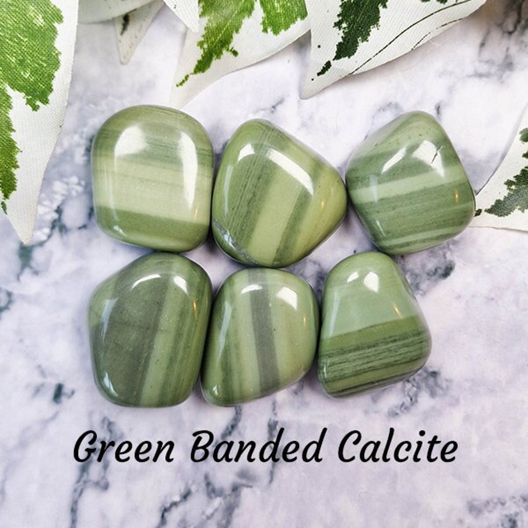 Green Banded Calcite Crystal - Tumbled Stone - Polished Stone Gemstone ...