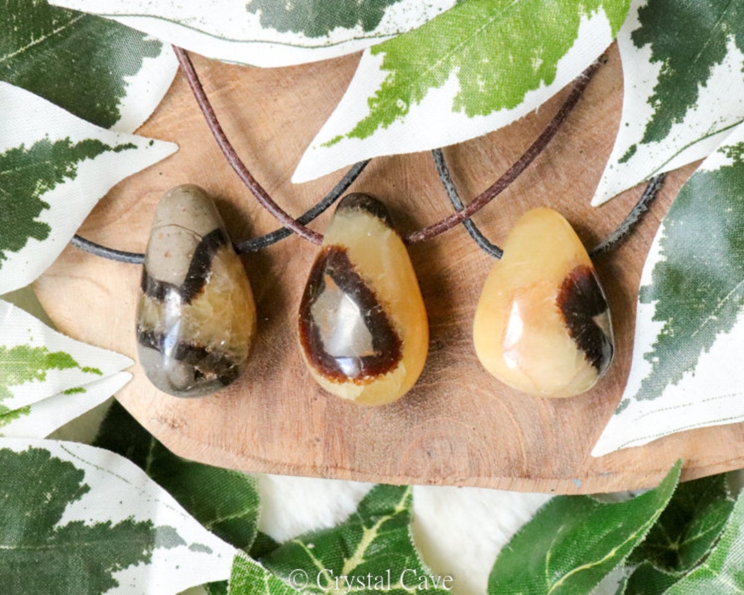 Septarian Polished Necklace Pendant - Drilled Stone Jewelery - Teardrop ...