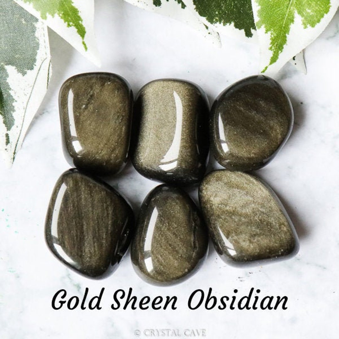 Gold Sheen Obsidian Crystal Tumbled Stone Polished Gemstone / Emotional ...