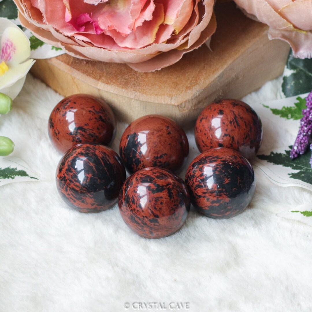 Mahogany Obsidian Sphere Crystal Carving / 3cm 30mm Orb Ball Stone ...