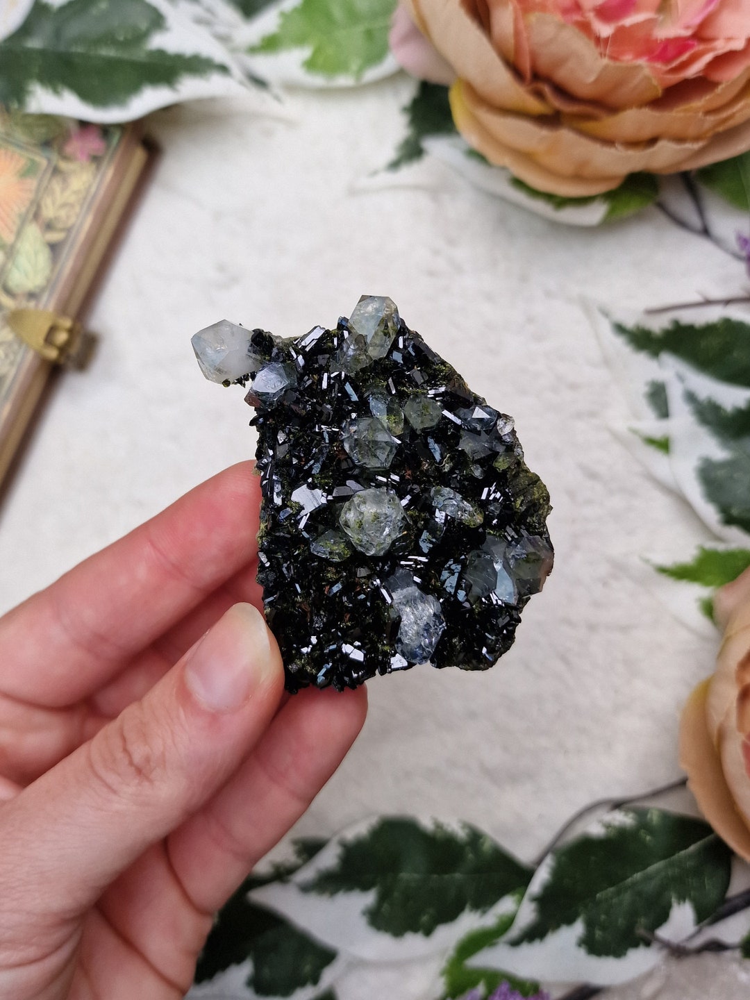 Forest Epidote Cluster Turkey / Adjustable Display Stand Geode Gemstone ...