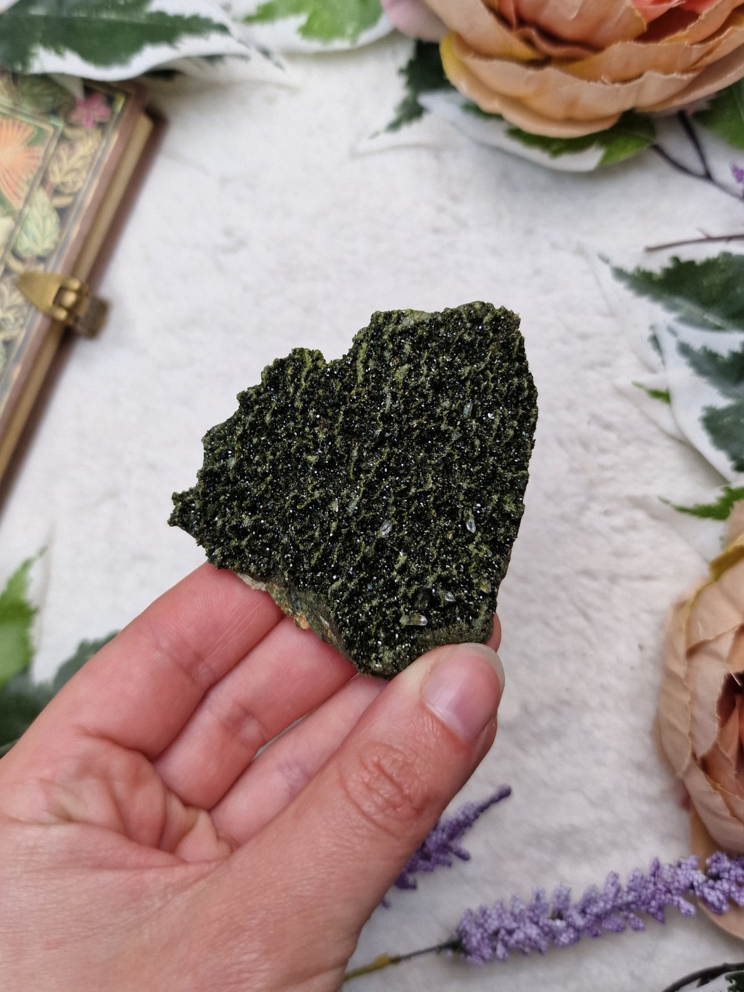 Forest Epidote Cluster Turkey / Adjustable Display Stand Geode Gemstone ...