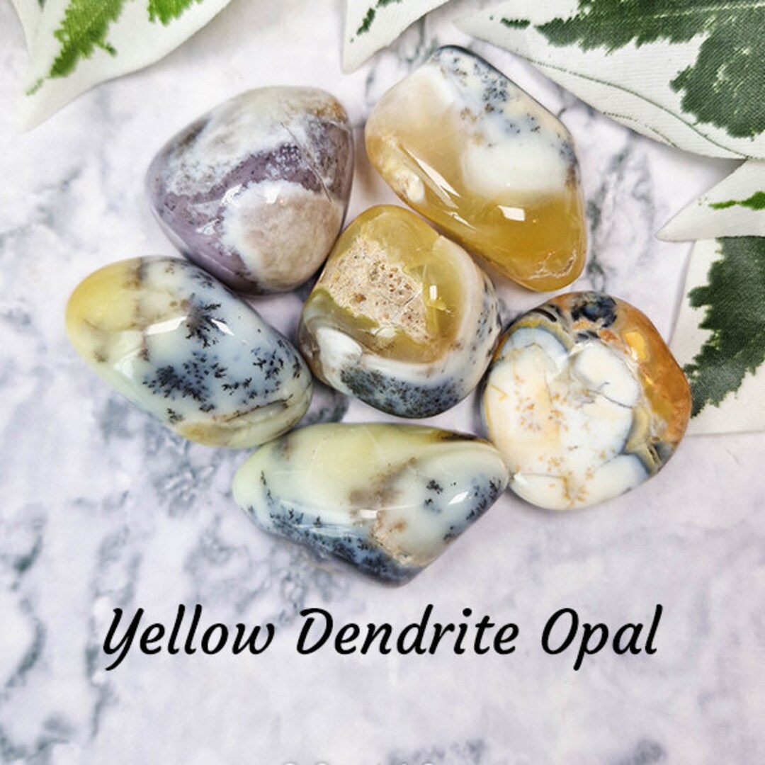 Yellow Dendrite Opal Merlinite Crystal - Tumbled Stone - Polished ...