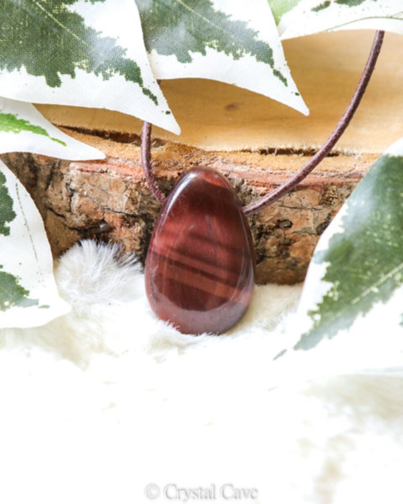 Red Tiger's Eye Polished Necklace Pendant Drilled Stone | Etsy