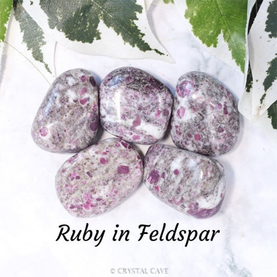 Ruby in Feldspar Crystal Tumbled Stone Polished Stone Gemstone / Love Femininity Acceptance ...