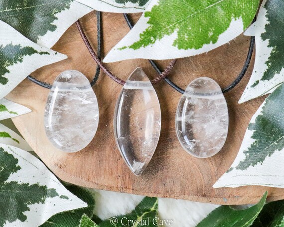 Rock Crystal Quartz Polished Necklace Pendant Drilled Stone | Etsy