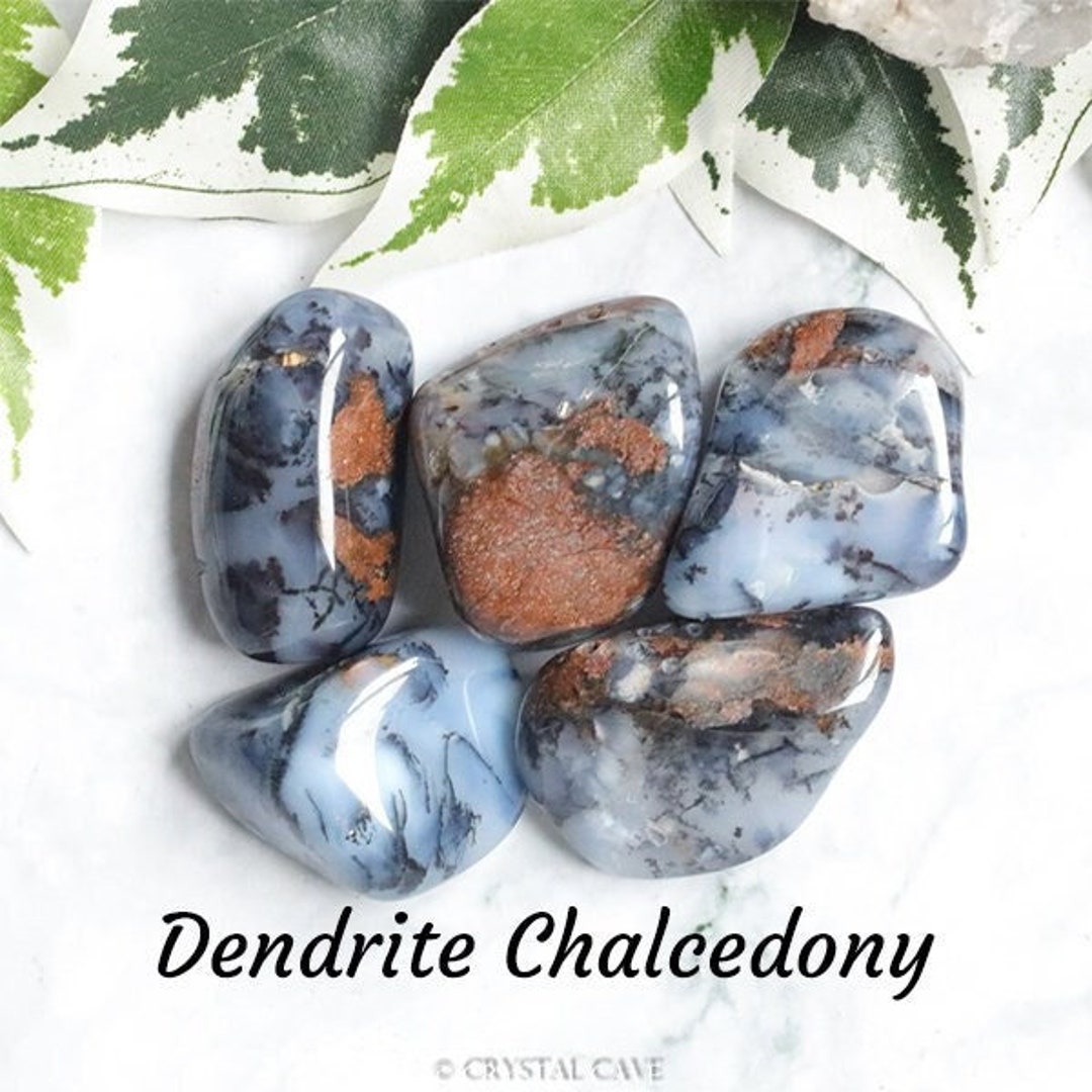 Dendrite Chalcedony Crystal - Tumbled Stone - Polished Stone - Gemstone ...