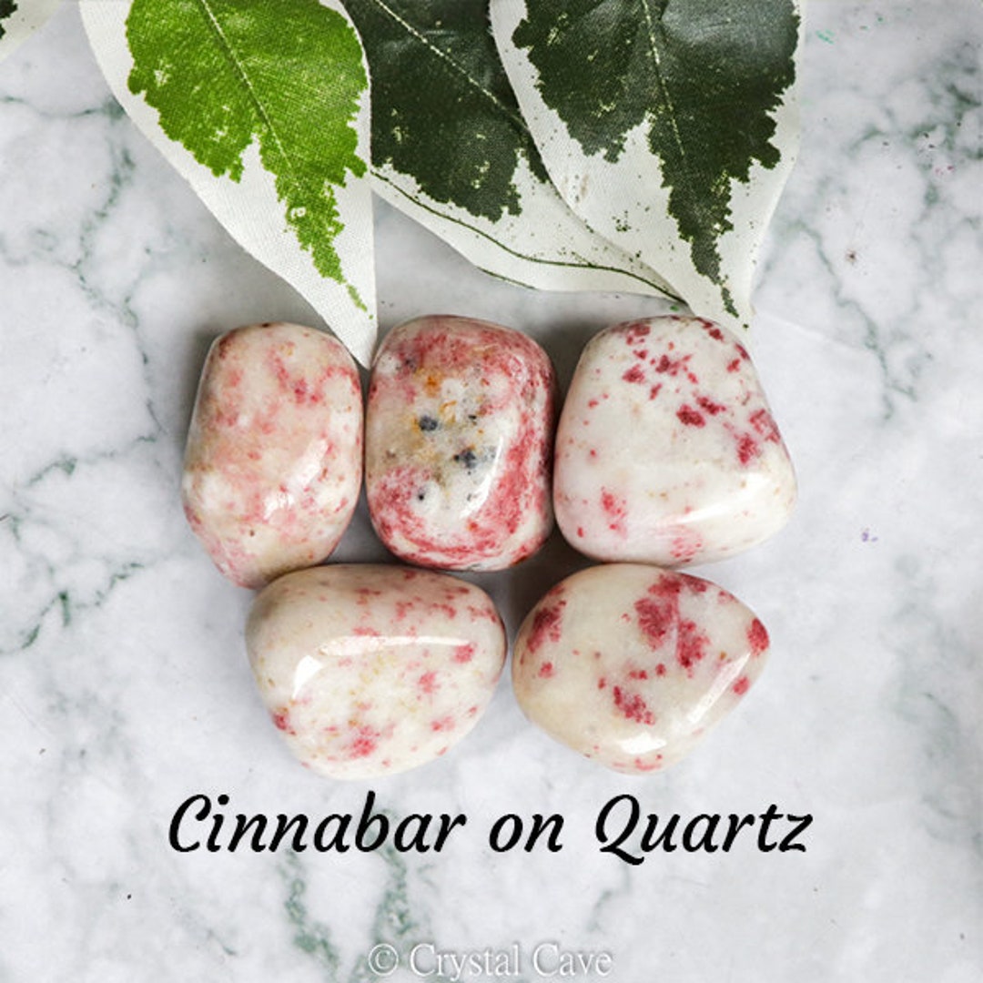 Cinnabarite Cinnabar on Quartz Crystal - Tumbled Stone Polished ...