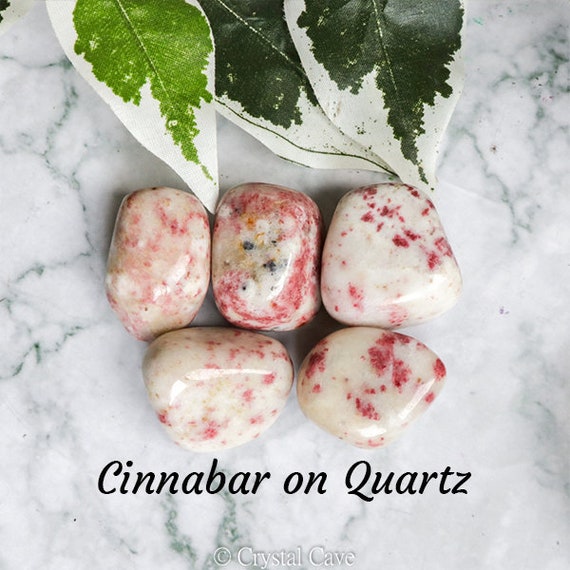 Cinnabarite Cinnabar on Quartz Crystal Tumbled Stone | Etsy