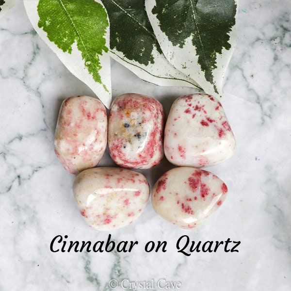 Cinnabarite Cinnabar on Quartz Crystal - Tumbled Stone Polished ...