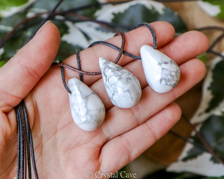 Howlite Polished Necklace Pendant Drilled Stone Jewelery - Etsy
