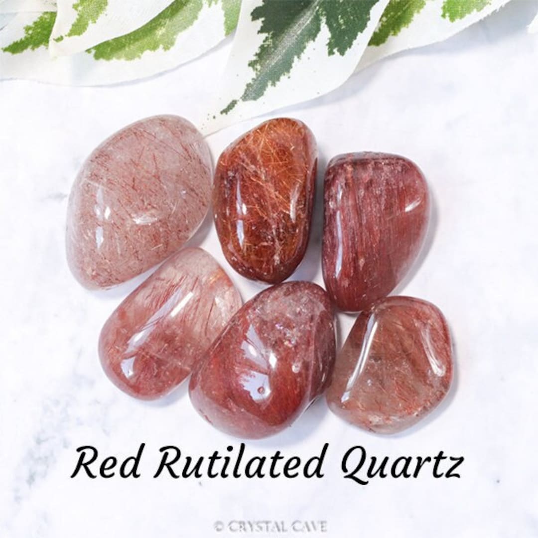 Red Rutilated Quartz Crystal - Tumbled Stone Polished Gemstone ...