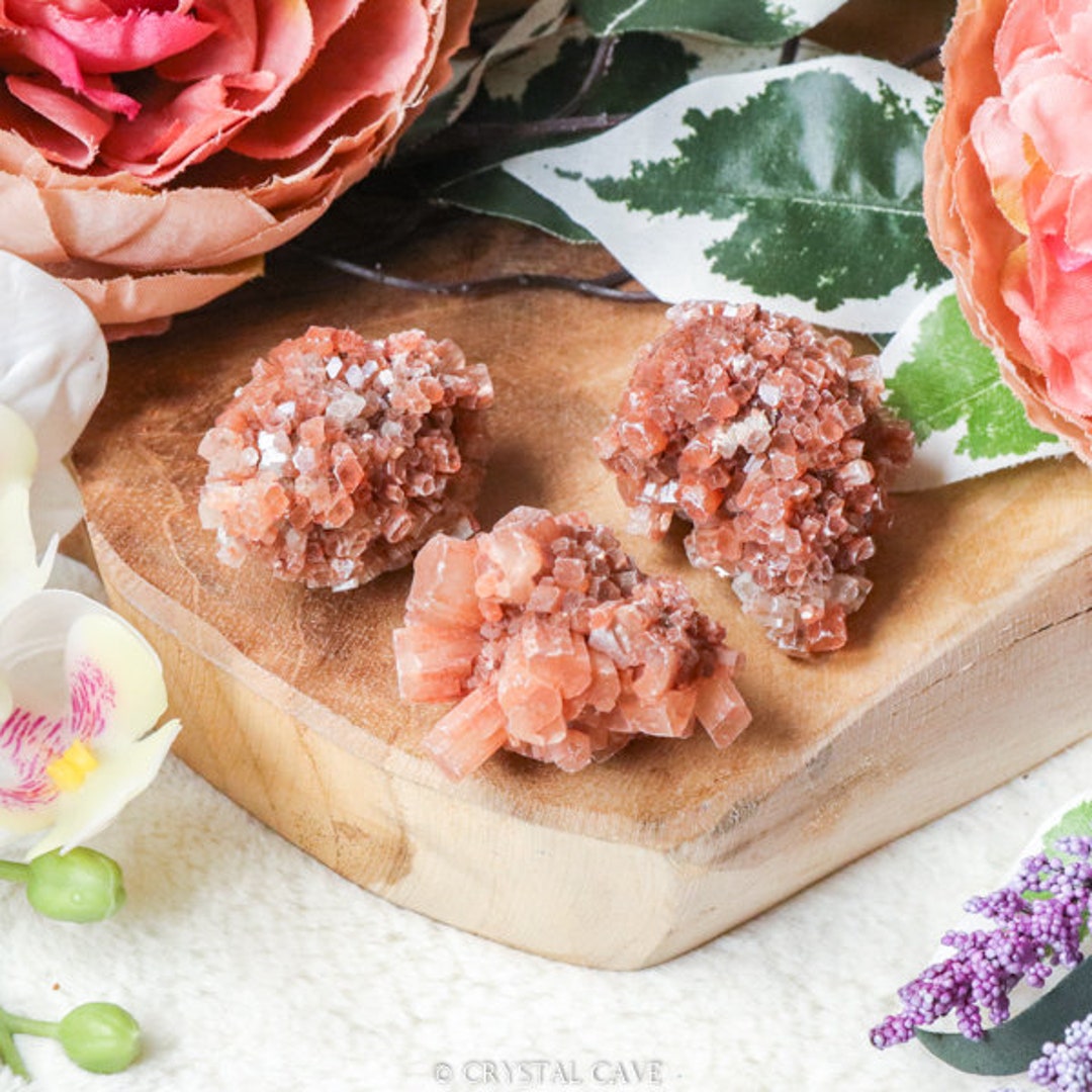 Raw Red Aragonite Flower Cluster / Rough Natural Stone Crystal ...