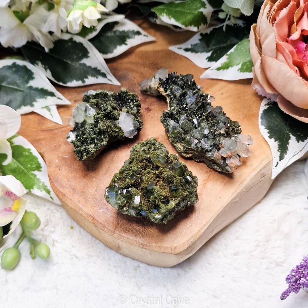 Raw Forest Epidote Cluster / Rough Natural Stone Lump / Crystal ...