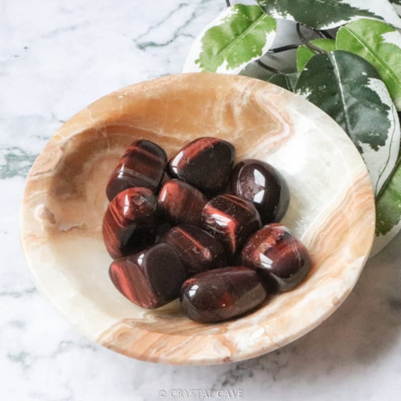 Red Tiger's Eye Ox Eye Crystal Tumbled Stone Polished Gemstone ...