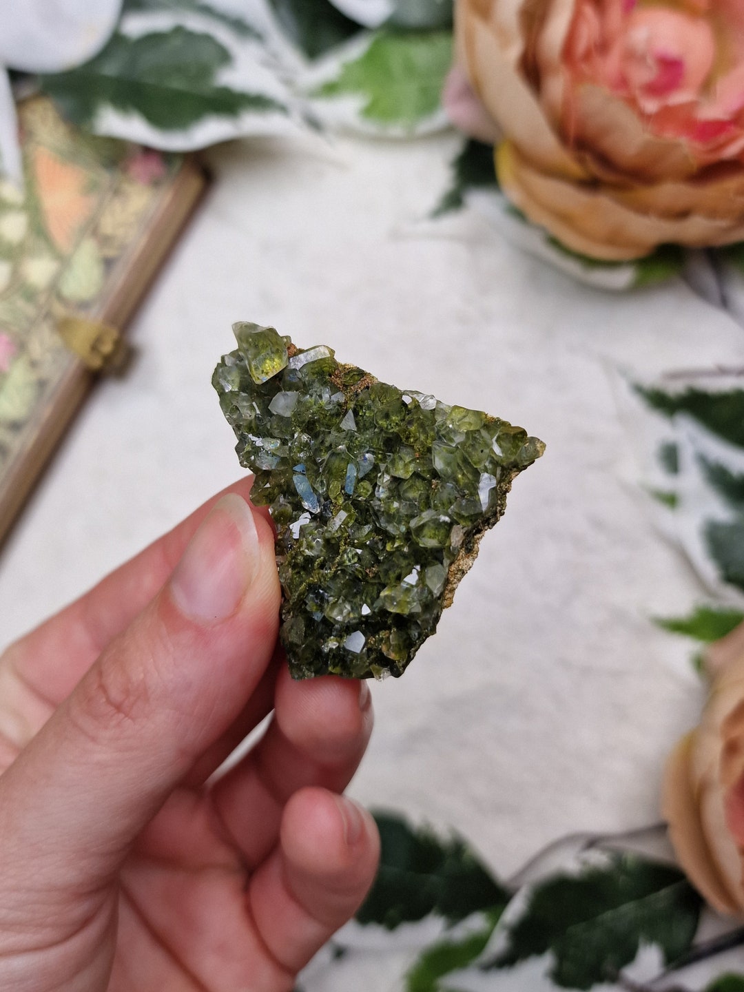 Forest Epidote Cluster Turkey / Adjustable Display Stand Geode Gemstone ...
