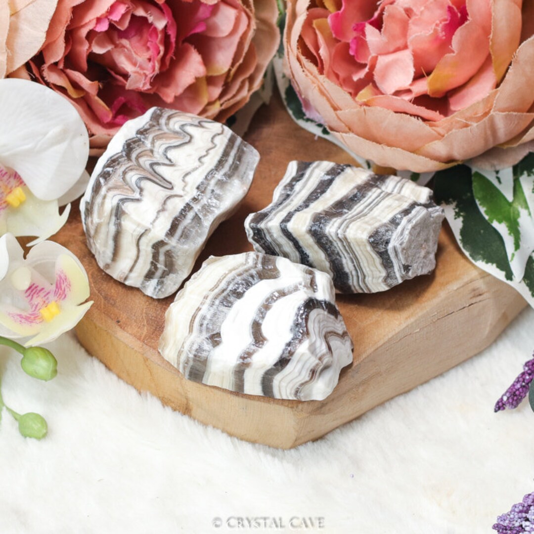 Raw Zebra Calcite Crystal / Rough Natural Stone Lump Crystal Decoration Interior Sculpture Mini ...